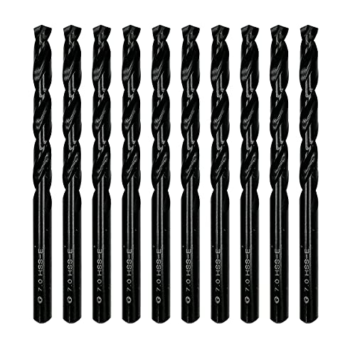 DelitonGude 7.0mm HSS M35 Cobalt Twist Drill Bits,9/32''inch High Speed Steel,Pack of 10,Suitable for Steels,Cast Iron,Stainless Steel,Copper and Other Hard Metals(7.0mm)