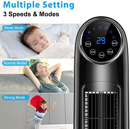 Air Choice Evaporative Cooler with Remote, 48" Bladeless Cooling Tower Fan with 3 Speed & 3 Modes, Quiet High Velocity Tower Fan Air Conditioner with LED screen, Tail Fan with 12 Hours Timer