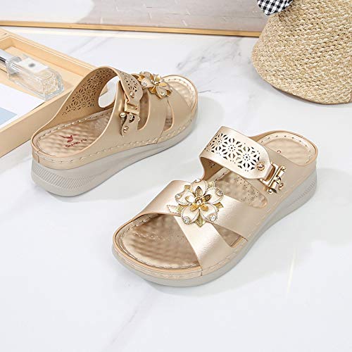 justHIGH Women’s Beach Wedge Sandals – Ladies Platform Flip Flops with Orthotic Arch Support Lightweight