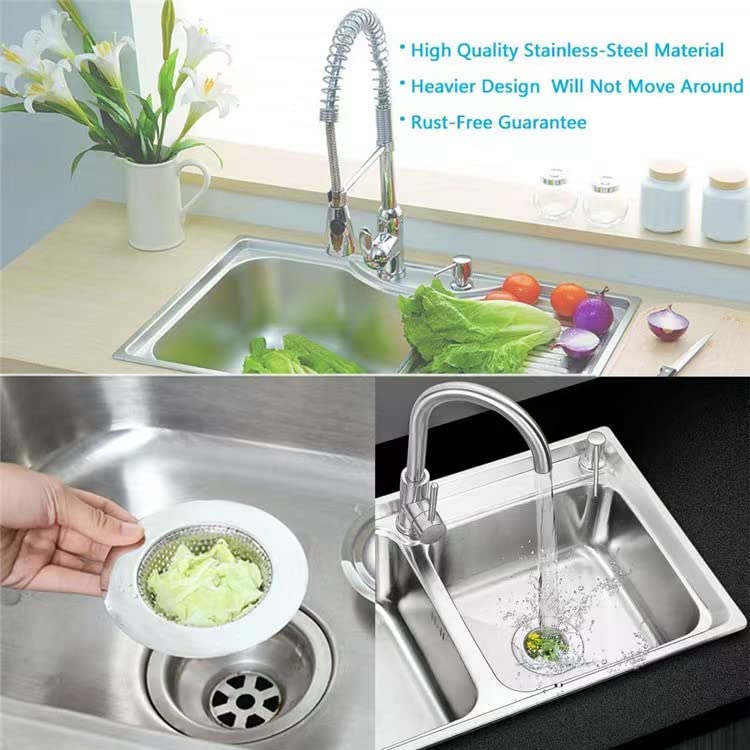 2pcs Kitchen Sink Strainer Stainless Steel,4.5" Sink Strainers for Kitchen Sink,Food Catcher for Most Sink Drains Kitchen Sink Basket Strainer Steel Sink Filter (Upgrade)