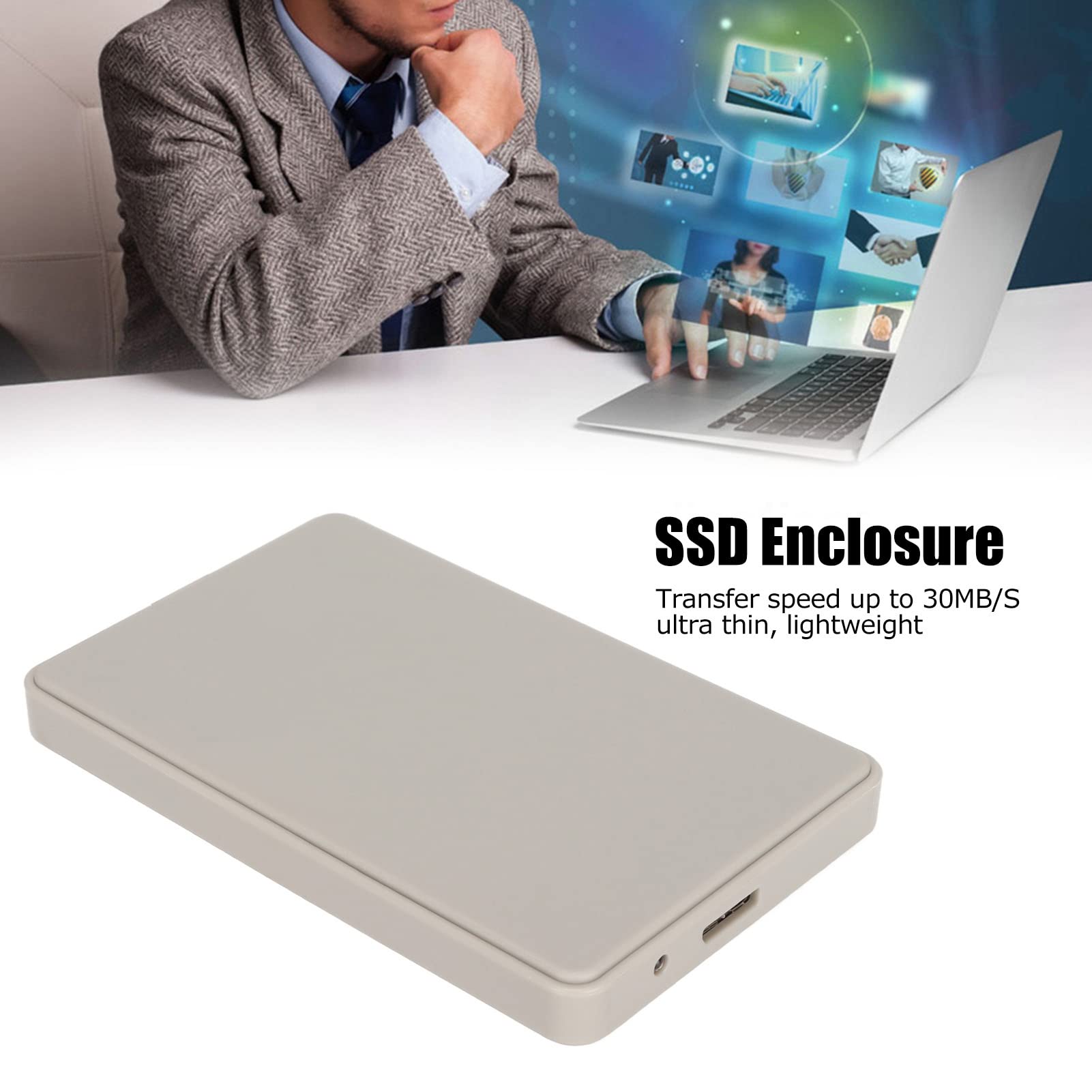 2.5 Inch USB3.0 Mechanical SSD Solid State, SSD Enclosure Adapter for up to 3000GB SATA Laptop Hard Drive or SSD, 30MB/S, for Sata Interface Hard Disk or SSD Under 10mm(Grey)