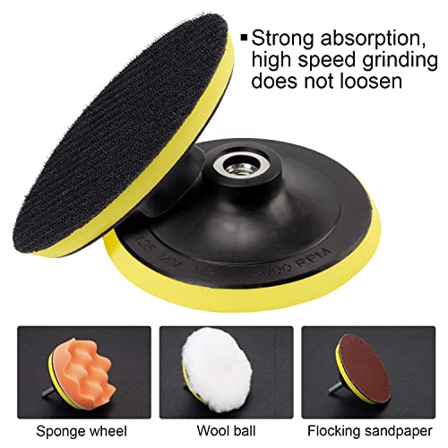 5 Inch(125mm) Hook and Loop Buffing Pad for Sanding Discs, Rotary Backing Pad with M14 Drill Attachment Adapter and Soft Foam Layer