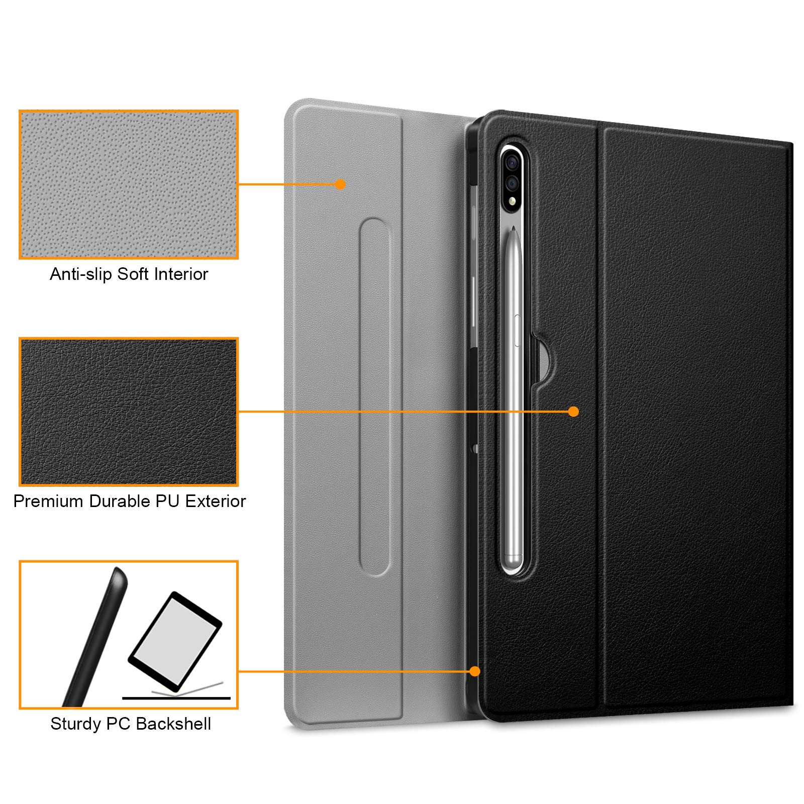 Fintie Keyboard Case for Samsung Galaxy Tab S8/Tab S7 11 Inch (Model SM-X700/X706/T870/T875/T878), Slim Stand Cover w/Detachable Wireless Bluetooth Keyboard, 7 Color Backlight, Black