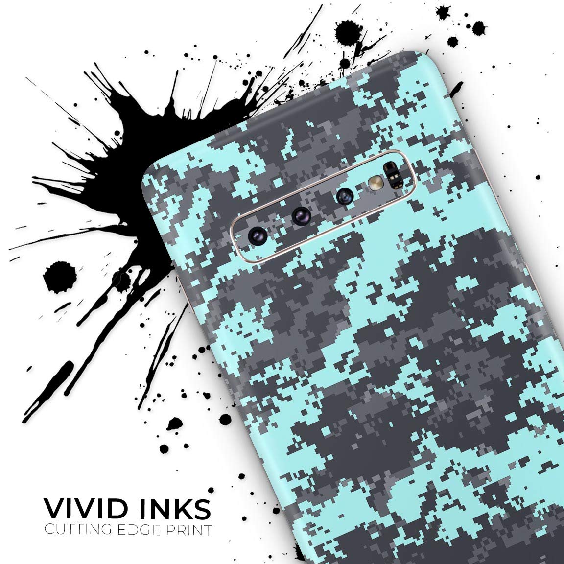 DesignSkinz Light Blue and Gray Digital Camouflage Protective Vinyl Decal Wrap Skin Cover Compatible with The Samsung Galaxy S20 (Screen Trim & Back Glass Skin)