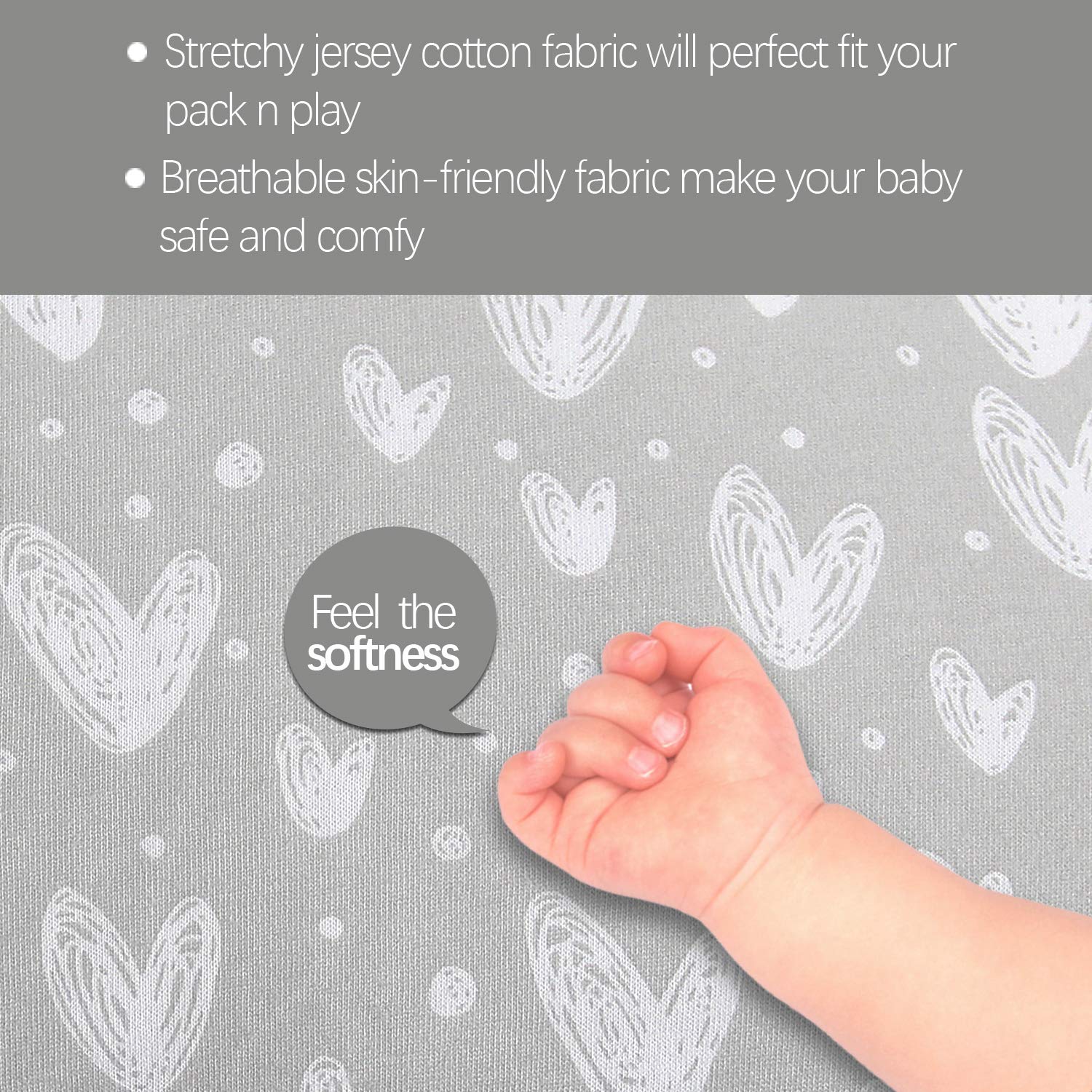 2 Pack Nursing Pillow Cover for Boppy Pillow 100% Cotton & Bassinet Sheets Compatible with Baby Delight Beside Me Dreamer Bassinet, 2 Pack