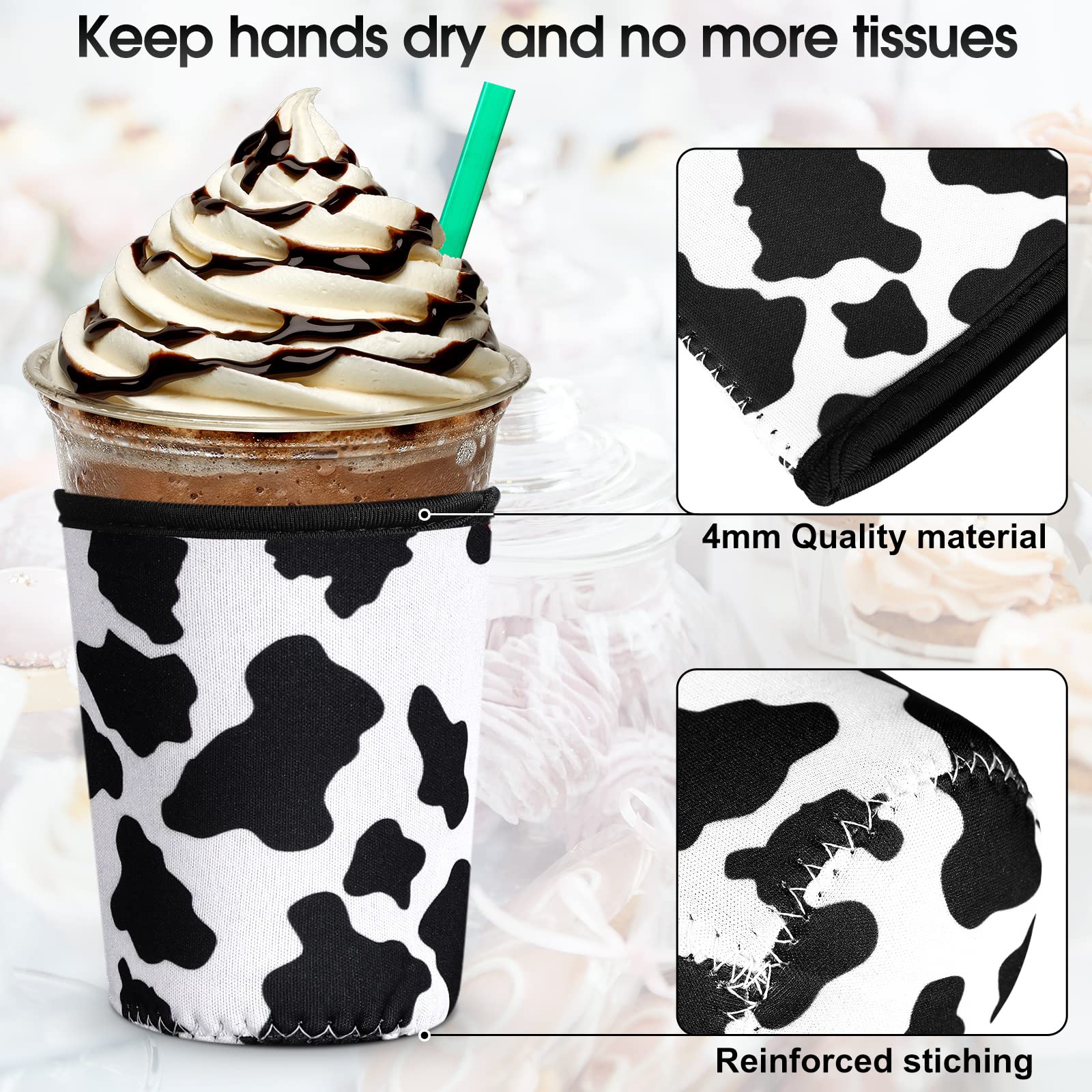 20 Pcs Reusable Iced Coffee Sleeve Neoprene Insulator Cup Sleeve for Cold Beverages Cups Neoprene Holder for Cold and Hot Drinks Fits Coffee Cups (30-32oz, Large)