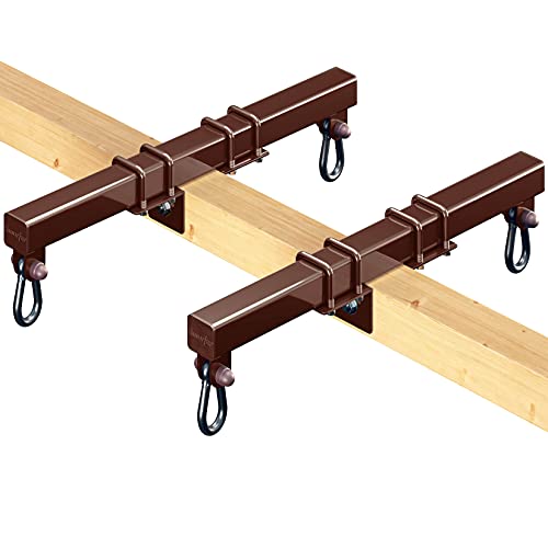 Swurfer Swingset Conversion Bracket - No Tree, No Problem, Convert Your Swingset to a Swurfset, Heavy Duty Horse Glider Bracket for Swing Set Attachment (Brown (2 Pack))