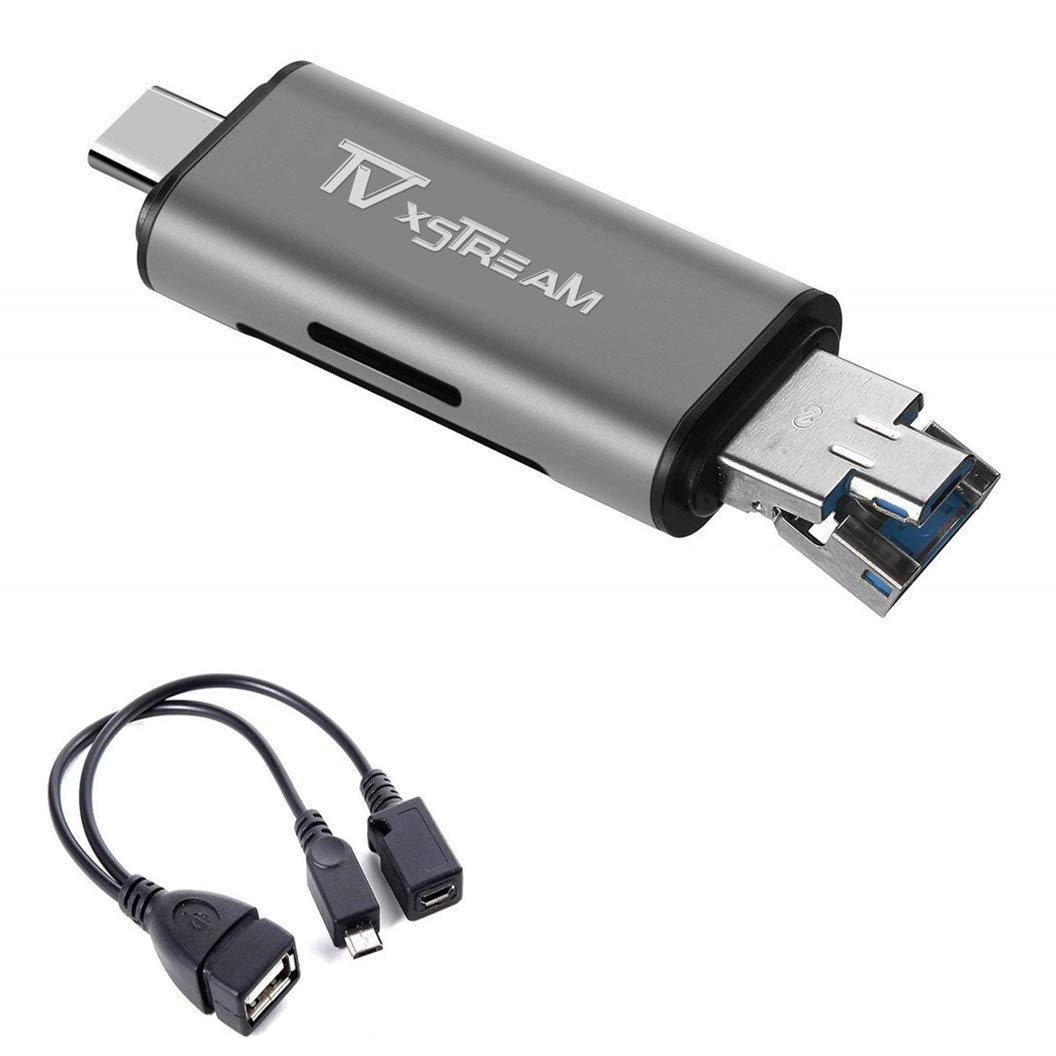 SD Card Reader, Storage Expansion OR File Transfer KIT for FIRESTICKS, Media Devices, Gaming Systems, 3-in-1 USB 2.0 / USB C/Micro USB Card Reader - SD Card, Micro SD, Includes OTG Cable