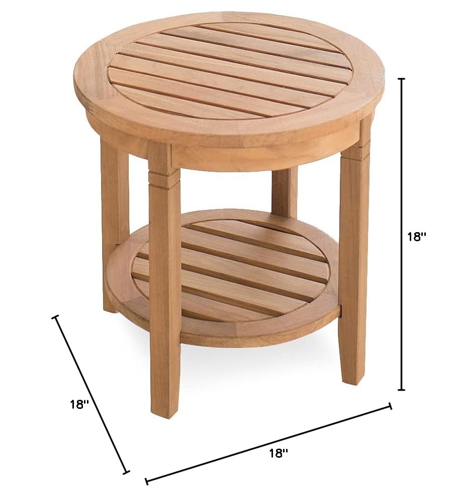 Cambridge Casual Superior Indonesian Teak Arie Outdoor Round Side Table, Natural Teak