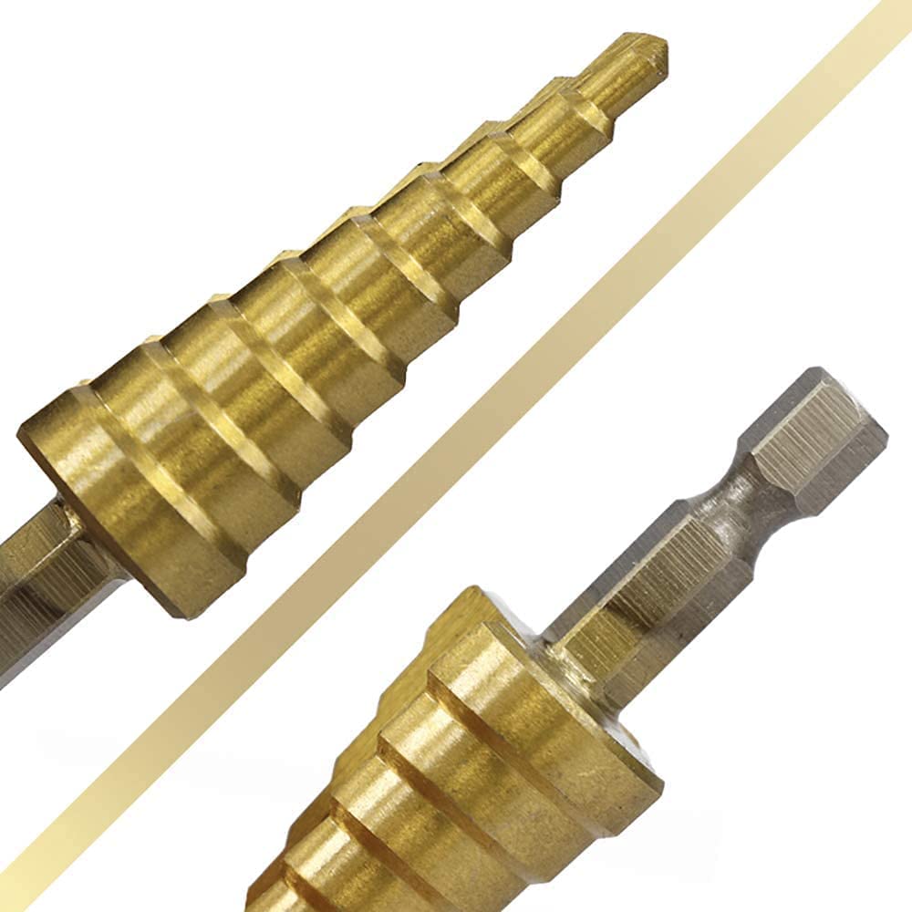 3PCS Titanium Uni Step Drill Bit Set,Sizes 3-12mm 4-12mm 4-20mm