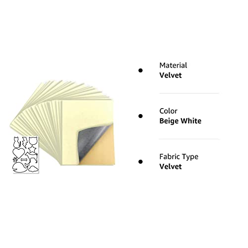 20 Pcs Self Adhesive Velvet Flocking Liner for Jewelry Drawer,Box Lining,Self Adhesive Velvet Liner Flocked Fabric (Beige White)