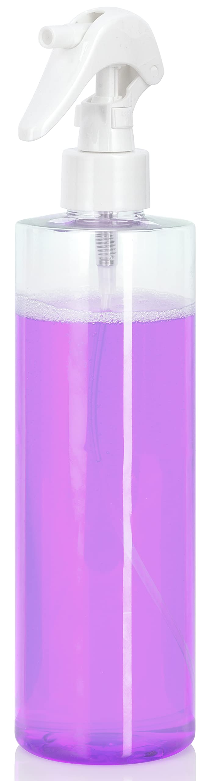 JUVITUS Clear 12 oz Professional Cylinder PET Plastic Bottles (BPA Free) White Trigger Spray (6 Pack)