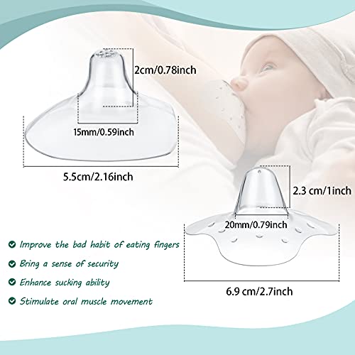 8 Pieces Nipple Cover for Nursing Newborn, Contact Nipple Protector 24 mm 15 mm Nipple Everters with Clear Carrying Case Silicone Nipple Extender for Breastfeeding, Flat or Inverted Nipples