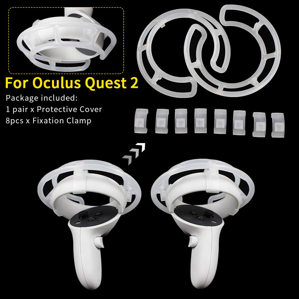 1pair Anti-Shock Controller Frame Protective Cover, VR Cage Protective Cover, Transparent Grip Accessories Compatible for Oculus Quest 2, Lightweight and Easy Use, Transparent