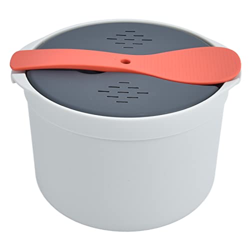 2L Microwave Rice Cooker, 7.3 x 7.3 x 5.1in Microwave Cookware, Food Grade PP Microwave Rice Cooker Steamer with Lid and Strainer, Microwave Rice Maker, Easy To Use(Orange)