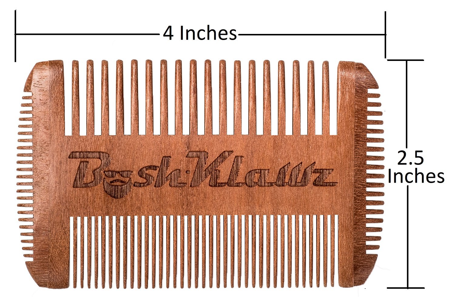 4Klawz Beard Comb - Pocket Comb for Men's Hair Beard Mustache and Sideburns with 4 Sides of Wide & Fine Teeth - Best Bearded Man Grooming Gift Special