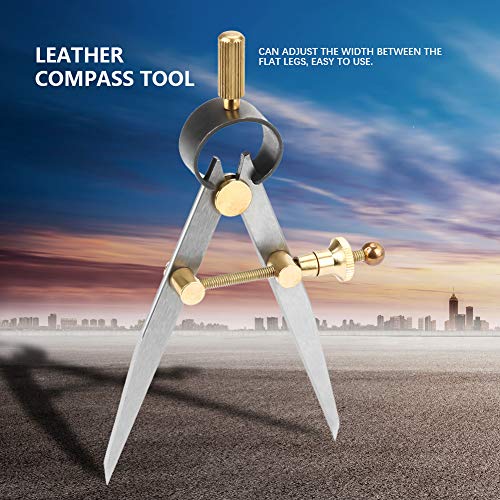 4 Inch Leather Compass,Adjustable Lockable Leather Supply Wing Divider,Flat Leg Spring Caliper Divider for Woodworking, Metalworking Geometry Drawing