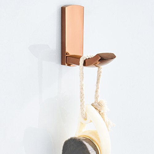 Aothpher 2 Pack Wall Mounted Copper Towel Robe Hook Bath Kitchen Heavy Duty,Rose Gold Polished