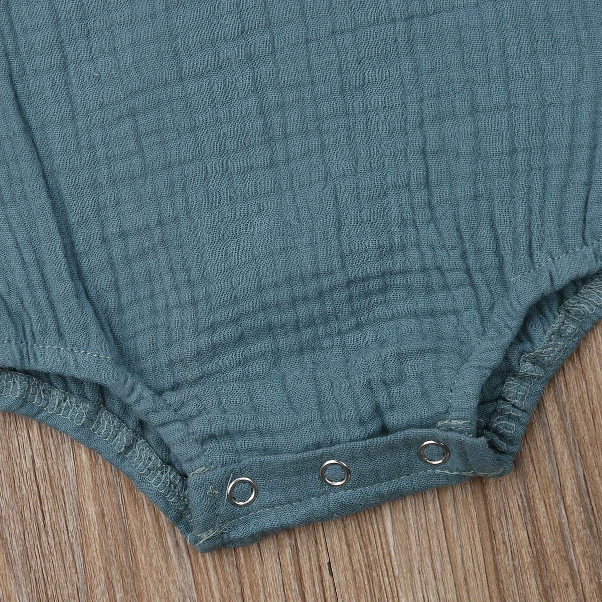 Newborn Button Baby Boy Girls Bubble Romper Sleeveless Cotton Summer Romper Jumpsuit Clothes (Blue, 6-12 M)