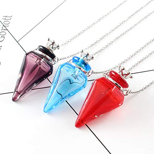 1PC Colorful Cone Bottle Aroma Essential Oil Diffuser Pendant Necklace for Womens Perfume Vial Pendant Necklace Jewelry Unique Gift(Purple Cone)