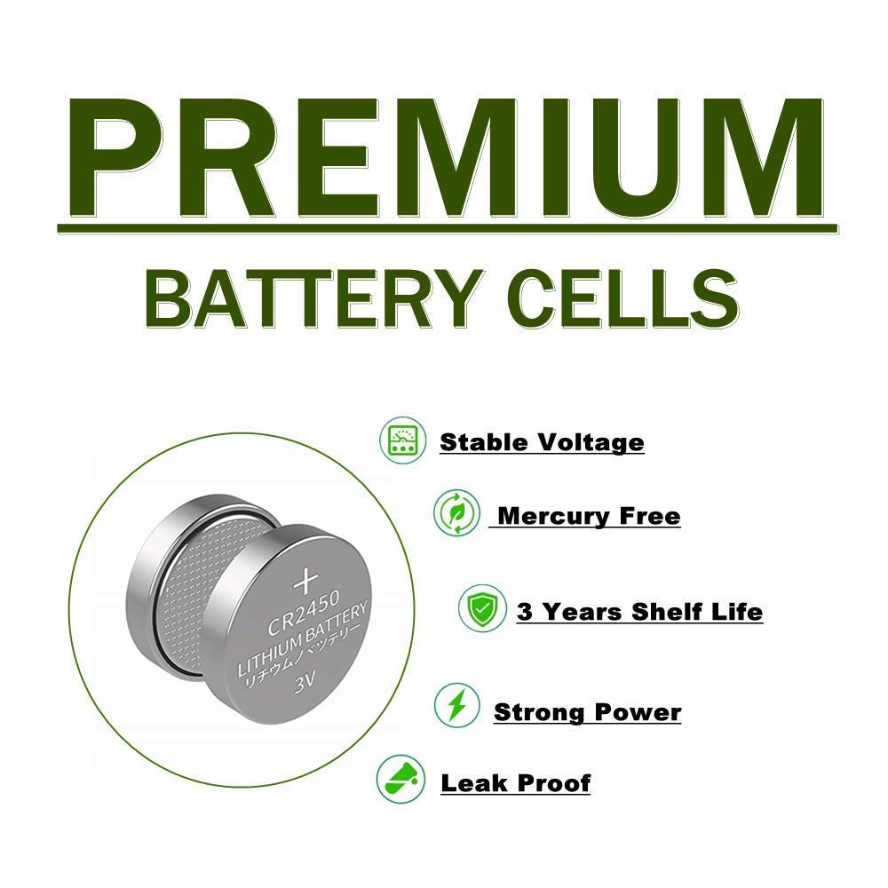 KaPonsec 5PC CR2450 2450 Battery 3V Lithium Battery