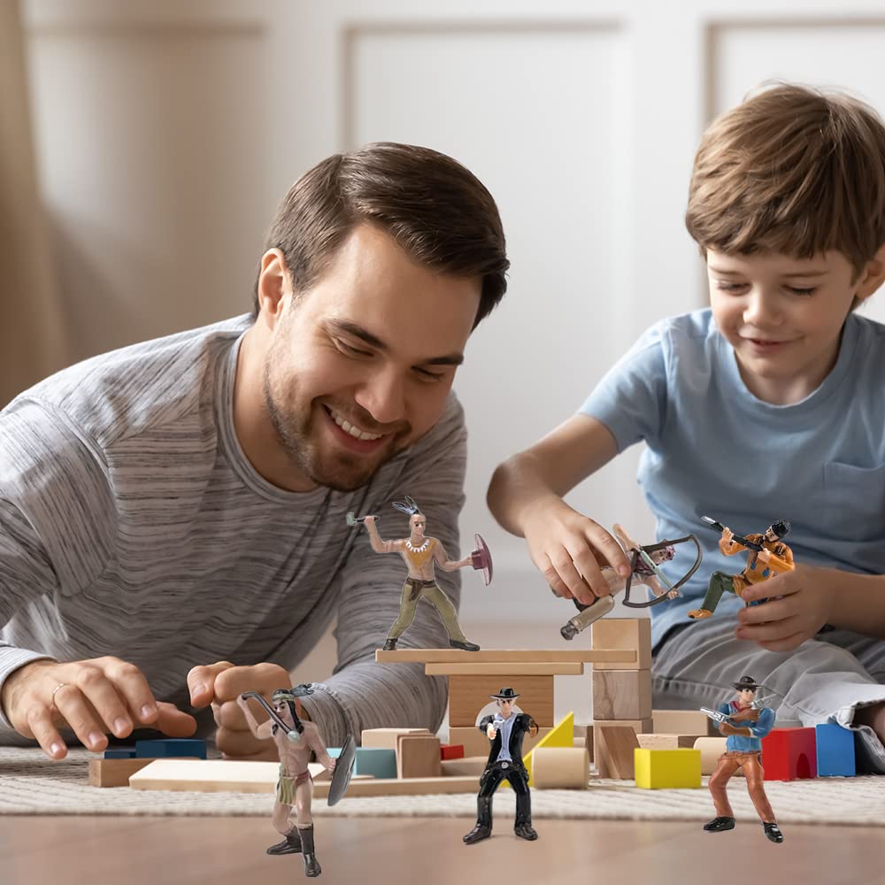 ArtCreativity Cowboy & Indian Action Figures Set of 12 - Realistic Details, Free-Standing, Party Decor & Favors for Kids
