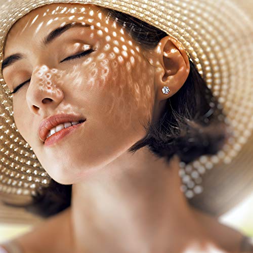 15 Pairs Stainless Steel CZ Stud Earrings for Women Hypoallergenic Cubic Zirconia Stud Earrings Sterling Birthstone Stud Earrings Set Multipack (10 mm)