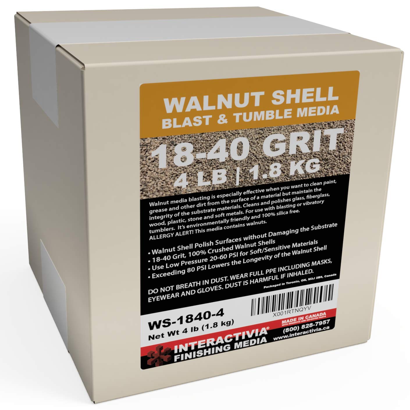 4 lbs or 1.8 kg Ground Walnut Shell Media 18-40 Grit - Fine Walnut Shells for Tumbling, Vibratory Or Blasting