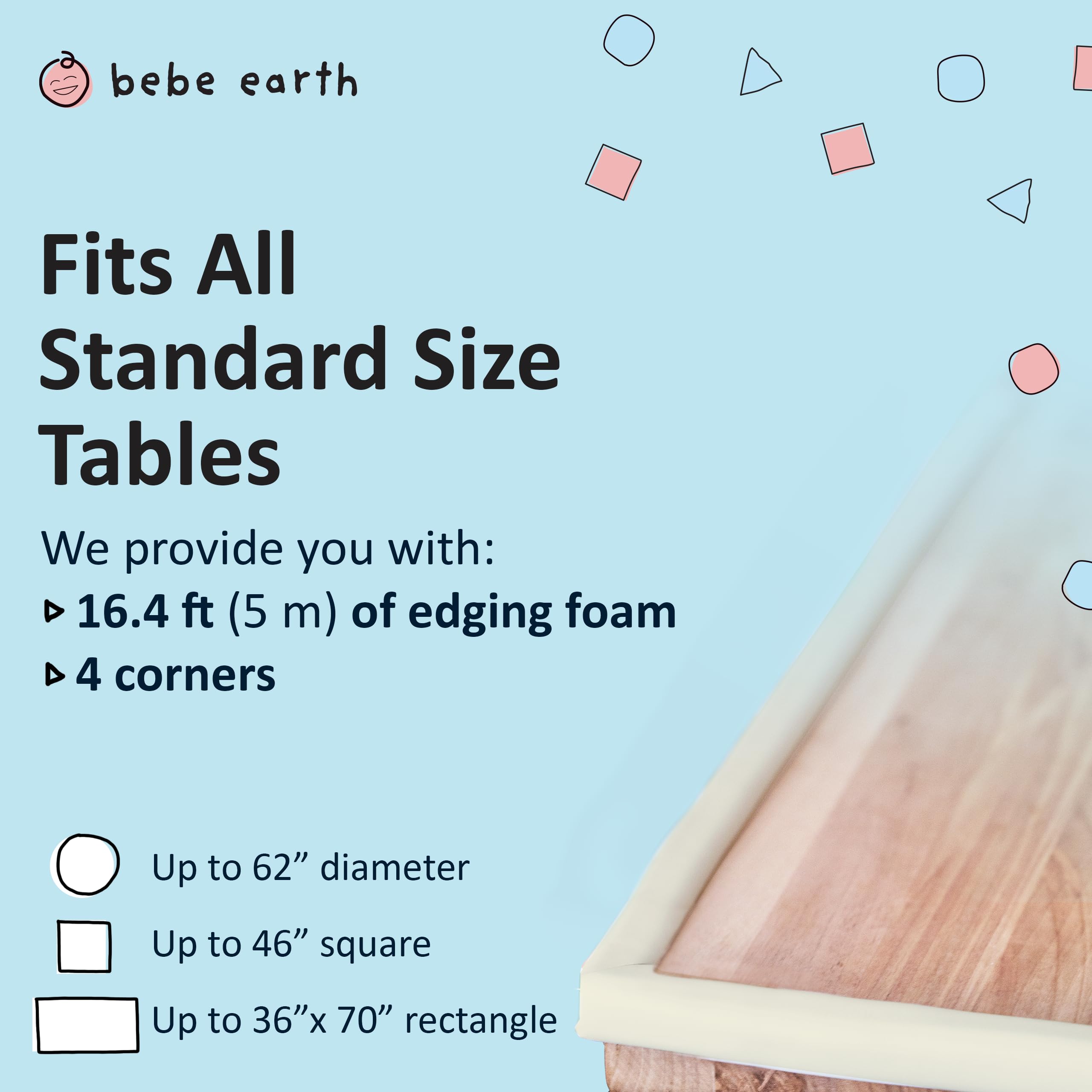 Bébé Earth Baby Proofing Edge and Corner Guard Protector Set for Back to School, 16 Feet Edges & 4 Foam Corners, Furniture and Table Child Baby Proof Bumpers, Pre-Taped Corner Cushions - Coffee Brown