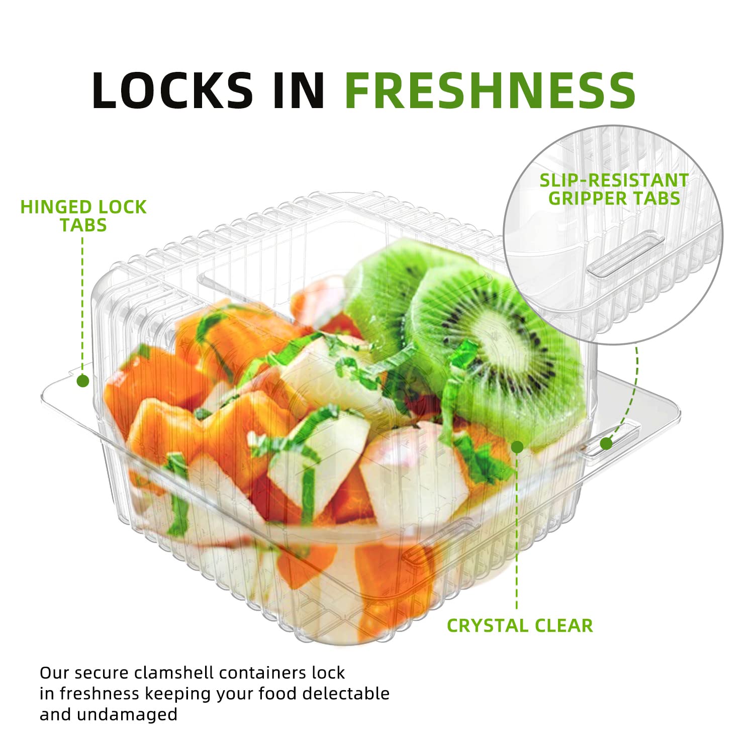 160 Pcs Clear Plastic Hinged Take Out Containers Disposable Clamshell Food Cake Containers with Lids 5.3 x 4.7 x 2.8 inch for Dessert, Cakes, Cookies, Salads, Pasta, Sandwiches