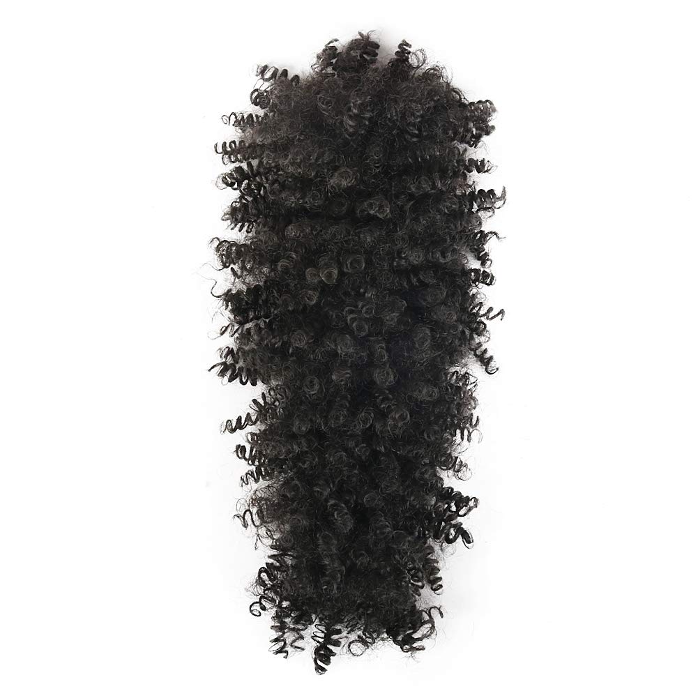 Aisaide High Puff Afro Mohawk Ponytail with Bangs No Drawstring,Short Kinky Curly No Drawstring Ponytail Extension,Synthetic Clip in Mohawk Ponytail Bun with Bangs,Wrap Updo Clip in Hair Extensions