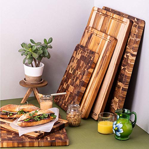 TeakHaus Edge Grain Carving Board + Juice Canal (Rectangle) | 18" x 14" x 1"