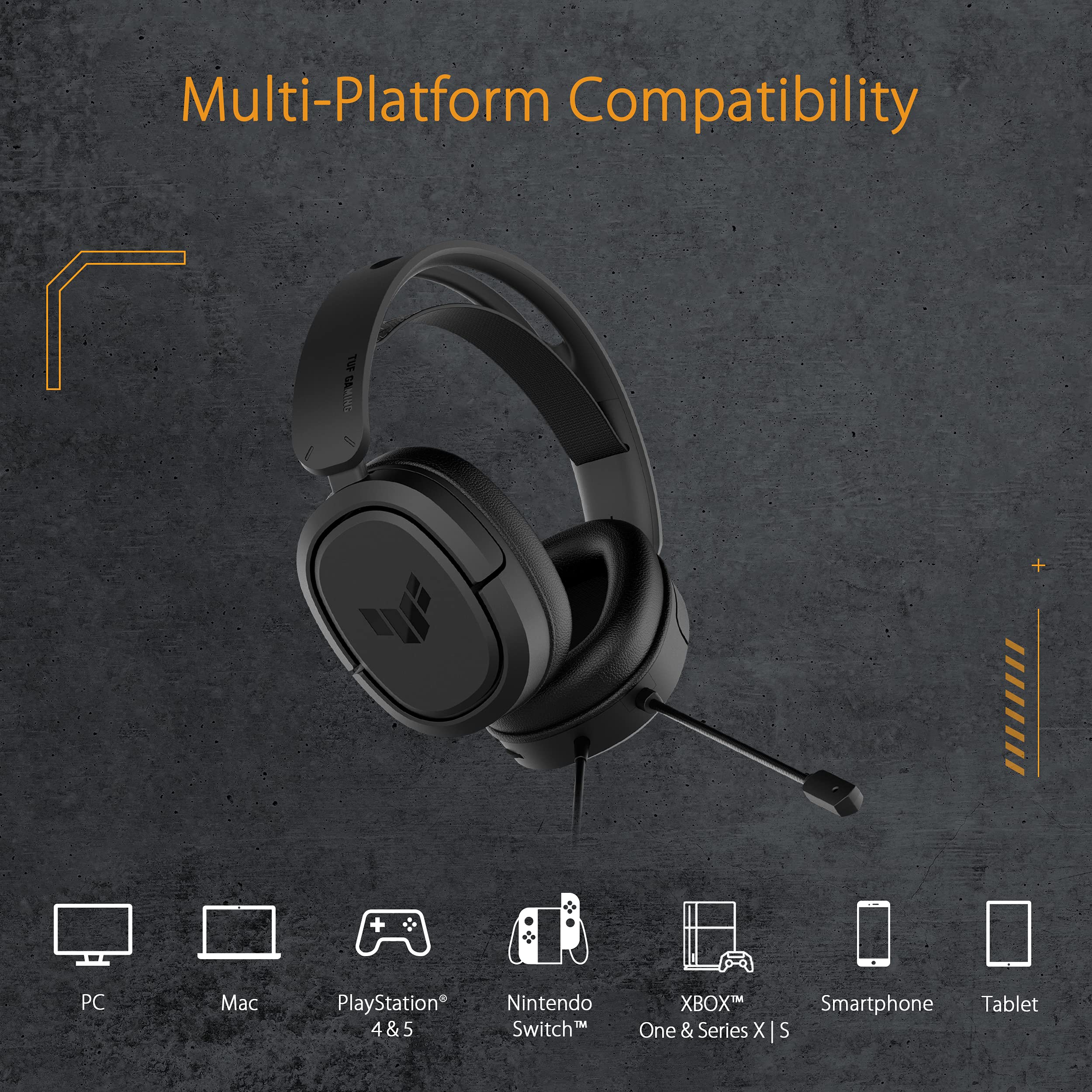 ASUS TUF Gaming H1 Wired Headset | Discord Certified Mic, 7.1 Surround Sound, 40mm Drivers, 3.5mm, Lightweight, for PC, Switch, PS4, PS5, Xbox One, Xbox Series X | S, and Mobile Devices โ Black