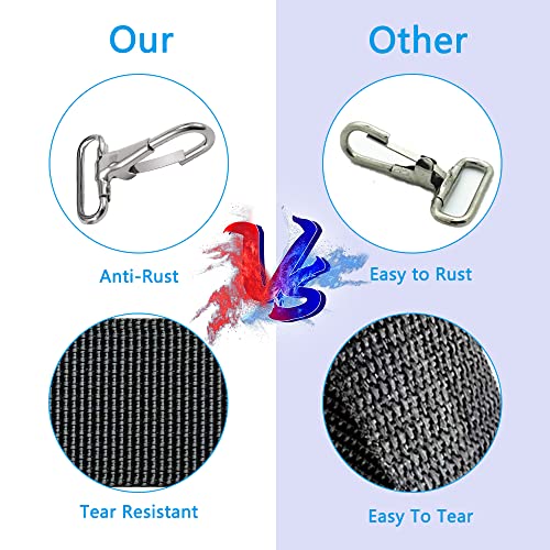 2 PCS Adjustable Heavy Duty Bimini Top Straps,Marine Grade Singe Snap Hook Strap+ Pad Eye Straps,28"~60" Stainless Steel Boat Awning Hardware Accessories