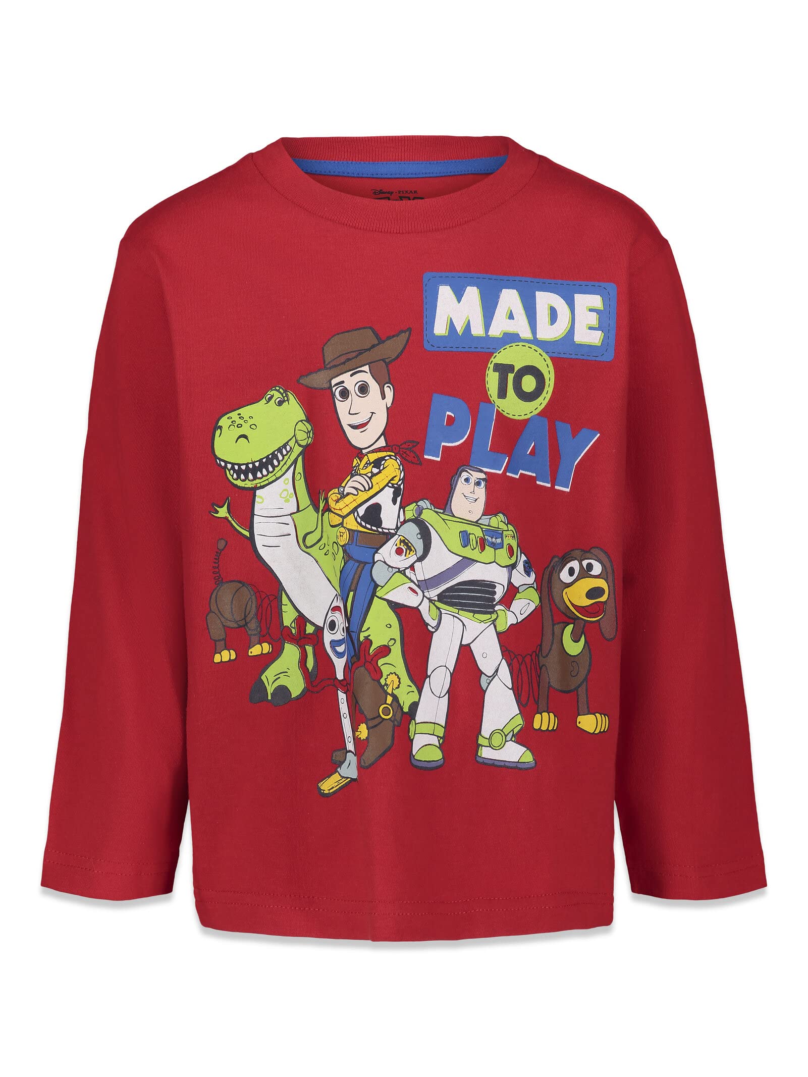 Disney Pixar Toy Story Woody Buzz Lightyear Forky Toddler Boys 2 Pack Long Sleeve T-Shirts Red/Gray/Blue 3T