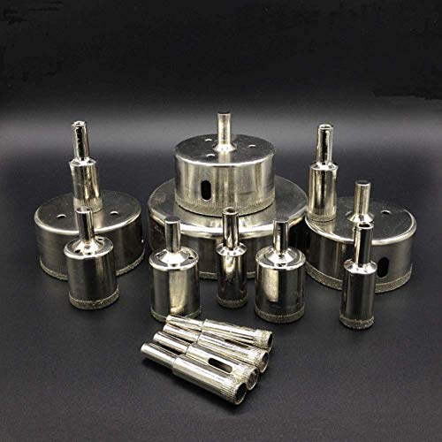 3 otters Diamond Drill Bit Set Hole, 15PCS Hole Saw Set for Glass, Marble, Granite Stone