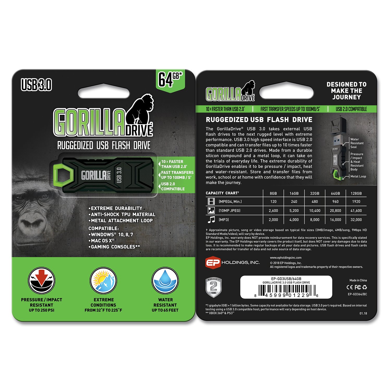 GorillaDrive 3.0 Ruggedized 64GB USB Flash Drive (5-Pack)