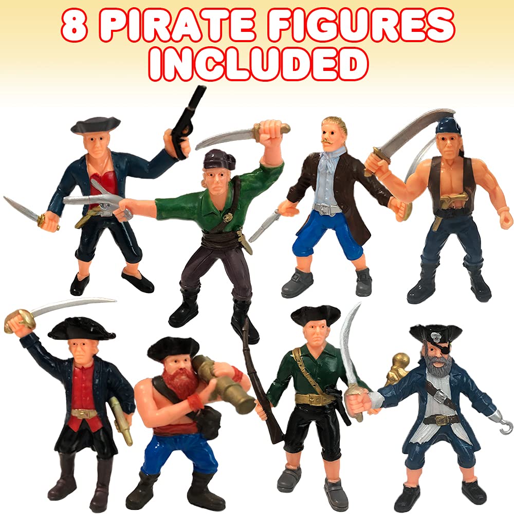 ArtCreativity Pirate Action Figure Playset, Set of 8 Legendary Plastic Figures in Assorted Poses, Cool Pirate Toy Set for Kids, Great Birthday Gift Idea for Boys and Girls