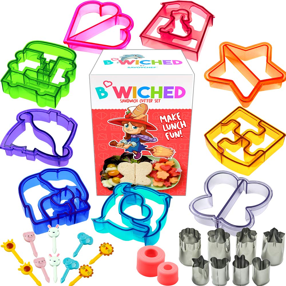 29pc Sandwich Cutter Set for Kids of All Ages - Turn Vegetables, Fruits, Cheese, and Cookie Into Fun Bites - Add to Bento Box and Lunch Box - Toddlers Boys and Girls - Easy to Use