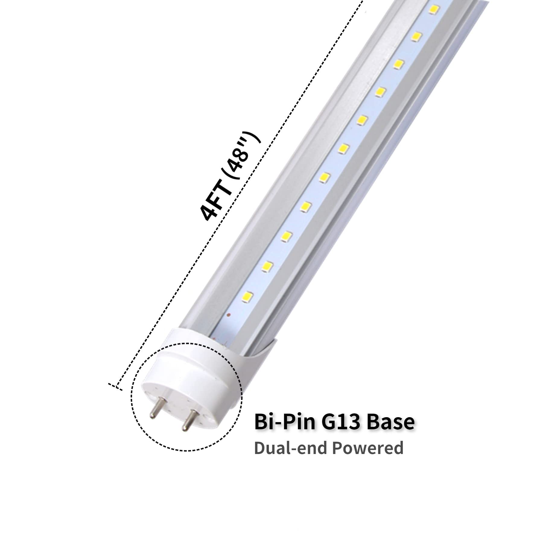 4FT LED Tube Light, T8 T10 T12 LED Bulb, 32W(60W Equivalent) 4160LM, 5000K Daylight, Clear Cover, Medium Bi-Pin G13 Base,4 Foot Fluorescent Tube Replacement (12 Pack)