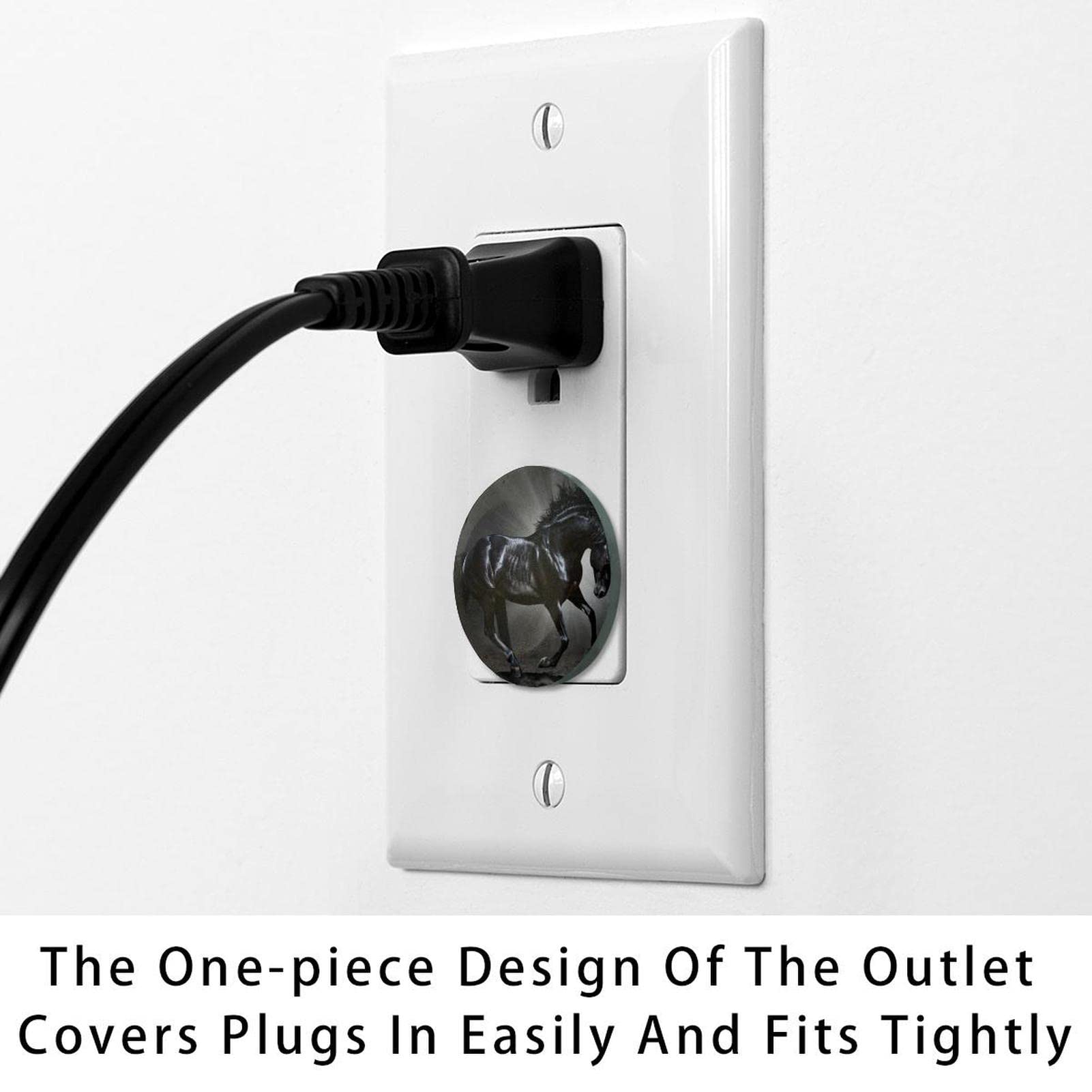 24 Pack Child Proof Electrical Protector Safety Caps Baby proofing Outlet Plug Covers Black Running Horse Pattern