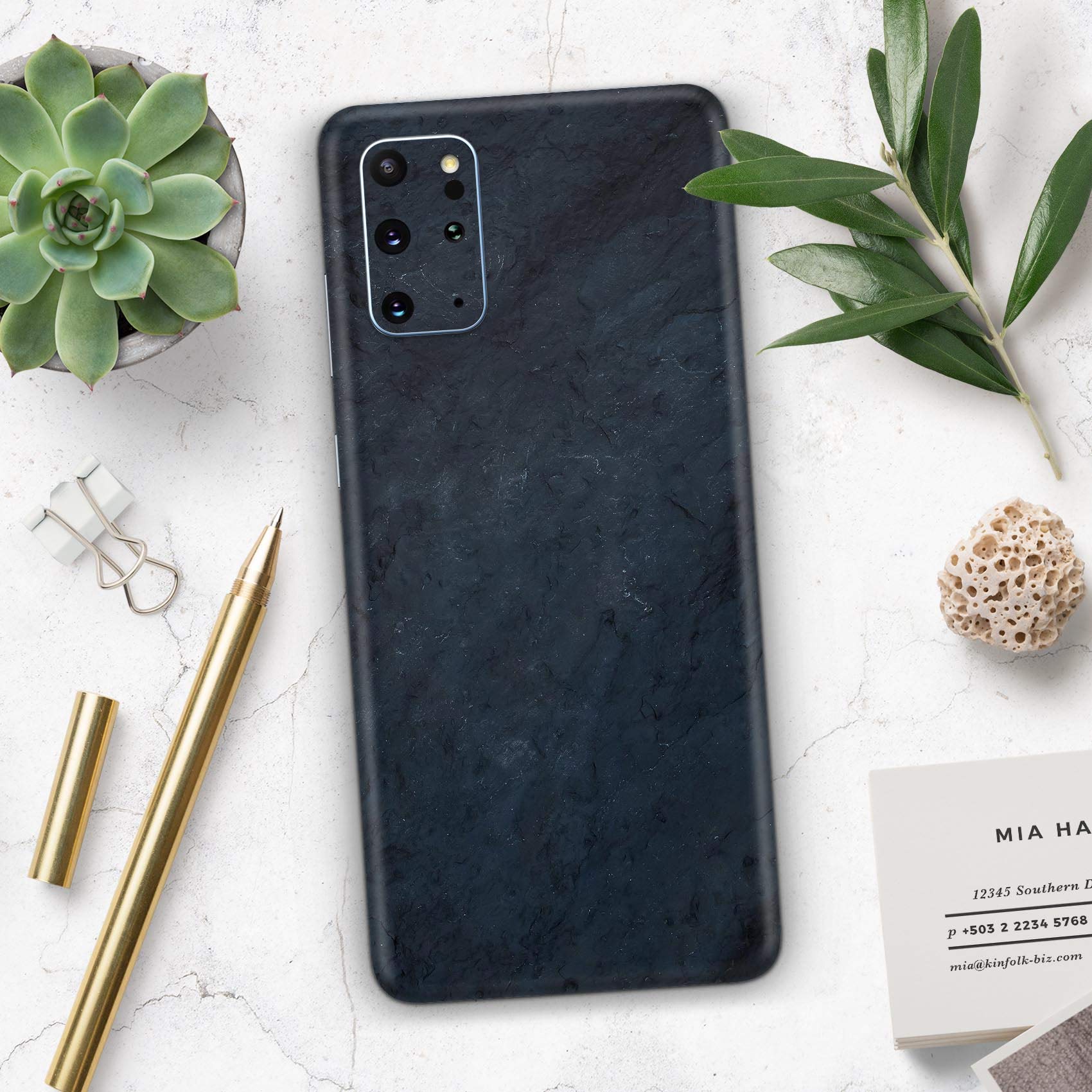 DesignSkinz Midnight Navy Grunge Surface Protective Vinyl Decal Wrap Skin Cover Compatible with The Samsung Galaxy S20 (Screen Trim & Back Glass Skin)