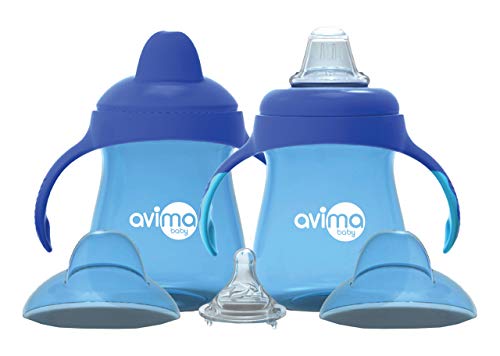 Avima Baby 9 oz Trainer Sippy Cups, Blue (Set of 2)