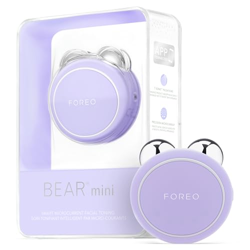 FOREO BEAR Mini Microcurrent Facial Device - Face Sculpting Tool - Firm & Contour - Reduce Double Chin - Non-Invasive - Increases Absorption of Facial Skin Care Products - Lavender