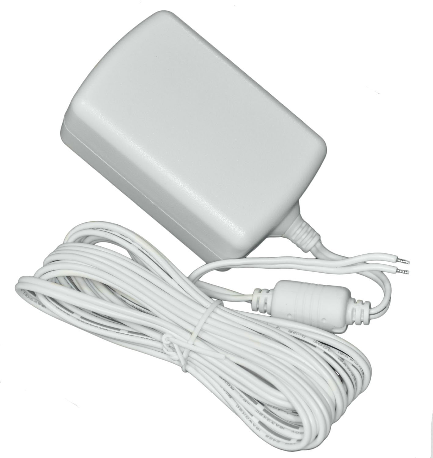 AVO 24VD170W - 24VDC 1.7A White Wall Plug DC Adapter/Power Supply, Input: 100-240VAC 50/60Hz, Non-Terminated 10 Foot Parallel Zip Cord Lead Wire