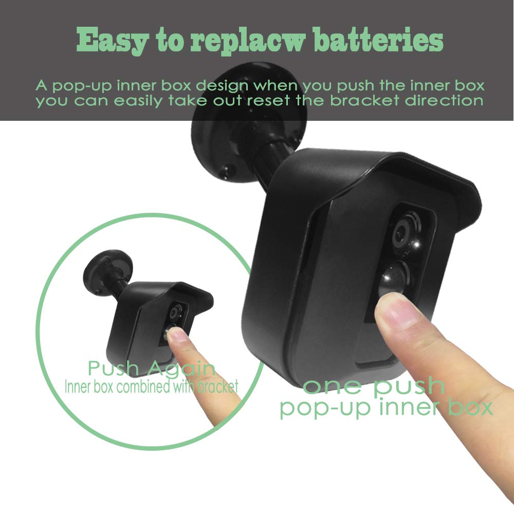 All-New Blink Camera Wall Mount Bracket, Weather Proof 360° Protective Plastic Housing Cover and Adjustable Wall Mount Bracket Indoor Outdoor Home Security Camera System Black(5 Pack)