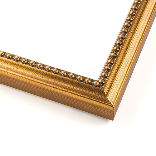 9x12 Frame Gold Real Wood Picture Frame Width 0.75 Inches | Interior Frame Depth 0.5 Inches | Liscio Oro Traditional Photo Frame Complete with UV Acrylic, Foam Board Backing & Hanging Hardware