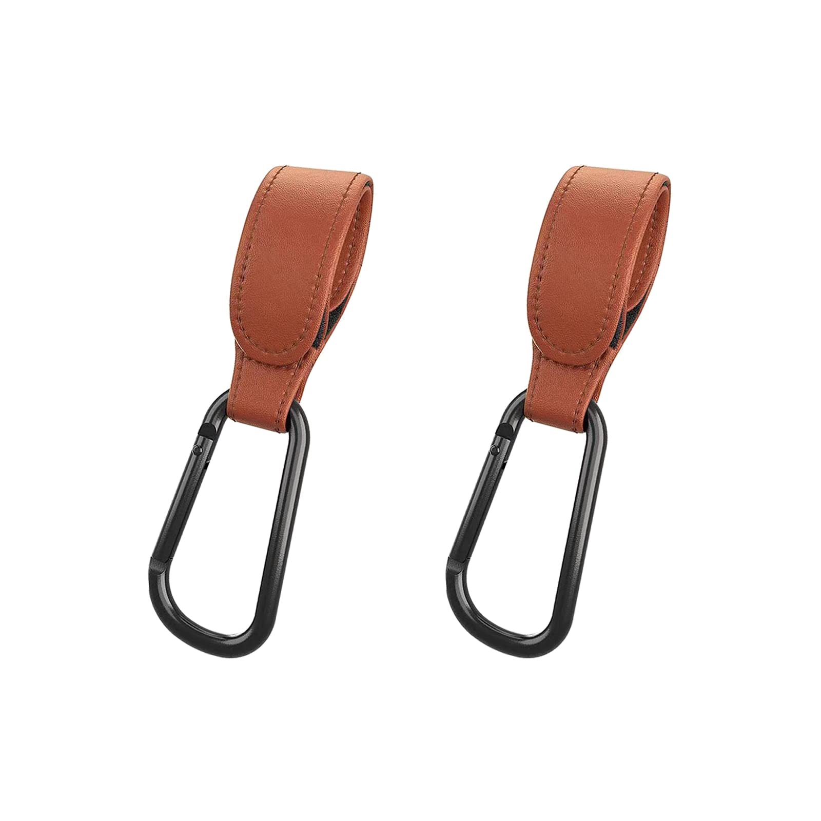 2 Pcs Brown Buggy Clips Leather Buggy Pram Hook Clips Sturdy Pushchair Hooks for Hanging Shopping Dressing and Diaper Bags