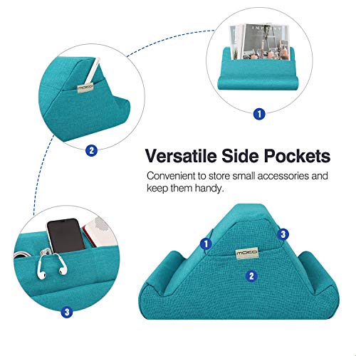 MoKo Tablet Pillow Holder, Pillow for iPad Multi-Angle Soft Tablet Stand Up to 12.9" for Xmas Gift, eReader, Fit with iPad 9, iPad Mini 6,iPad 10th, iPad Pro 11/12.9 2022,Galaxy Tab S9/S9+,Sea Blue