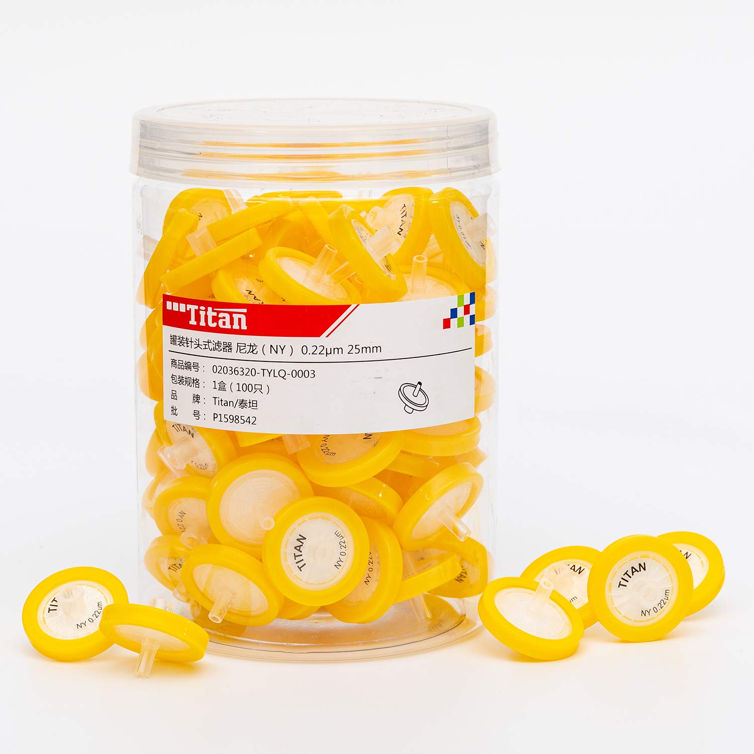 Adamas-Beta Syringe Filters Nylon Membrane 25mm Diameter 0.22μm Pore Size Box of 100